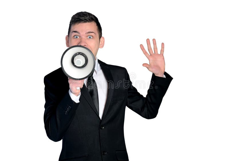 Business Man with Loudspeaker Stock Image - Image of executive ...