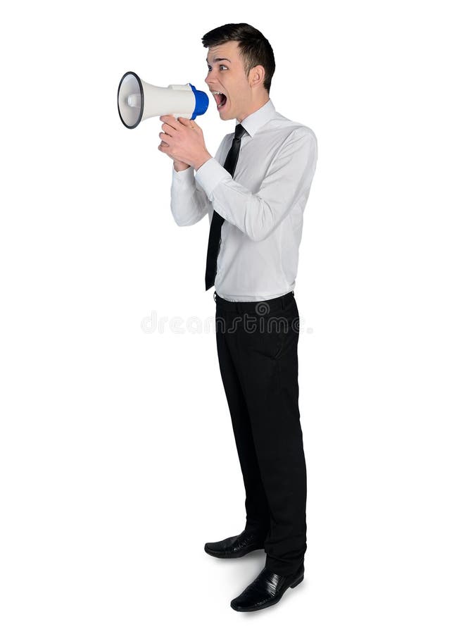 Business Man with Loudspeaker Stock Photo - Image of communication ...