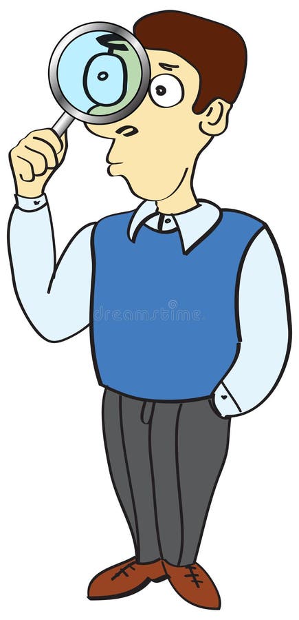 Business Man with a Magnifier in Hand Stock Illustration - Illustration ...