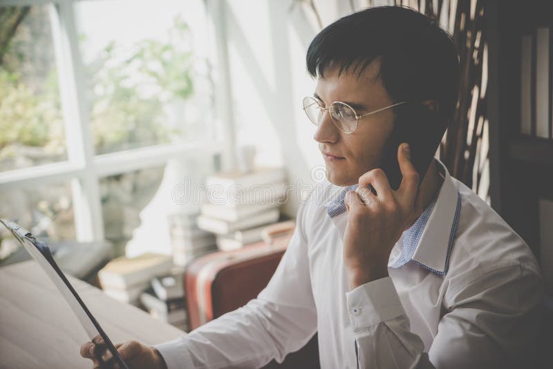 Business Man Making Call on His Mobile Phone Stock Image - Image of ...