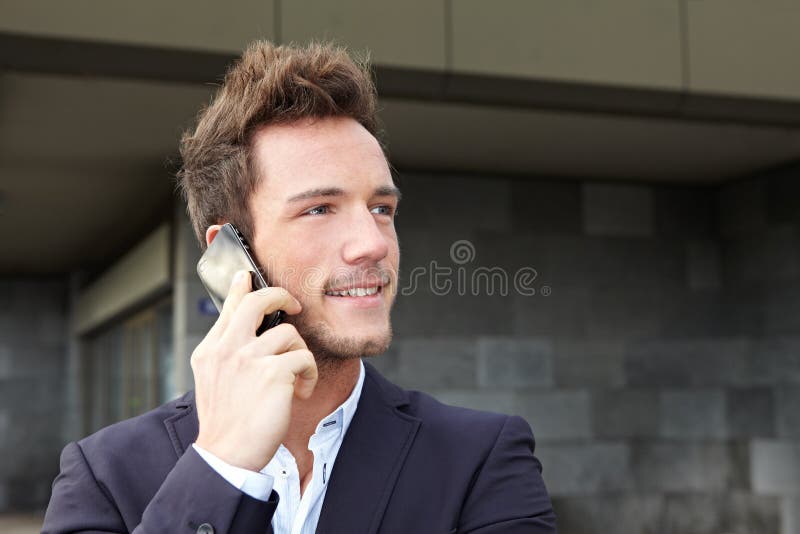 Business Man Making Cell Phone Call Stock Photo - Image of employee ...