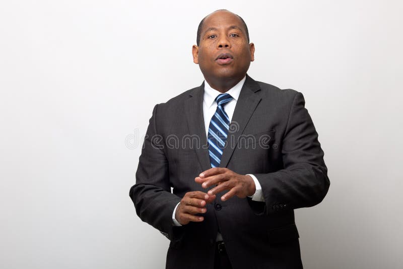 Business Man Making Hand Gesture on Plain Light Gray Background Stock ...