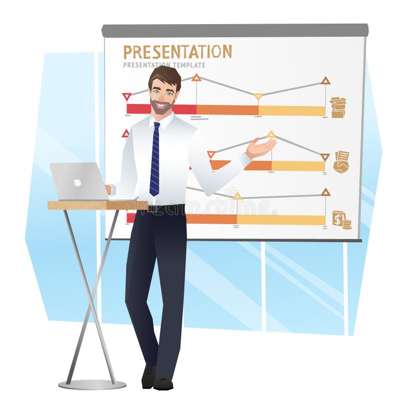 Business Man Making a Presentation. Vector Stock Vector - Illustration ...
