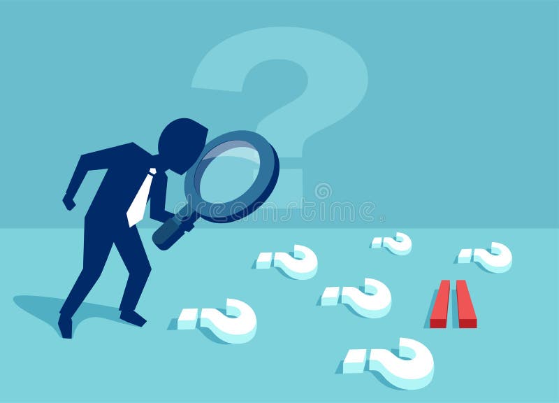 Business Man with Many Questions Searching for an Answer Stock Vector ...