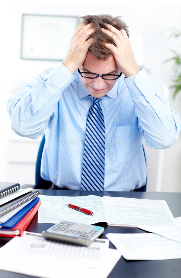 Incompetent Messy Businessman with Disorganized Desk Stock Photo ...