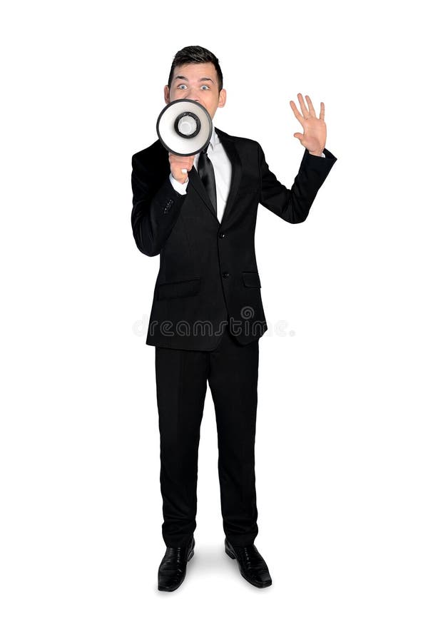 Business Man with Megaphone Stock Image - Image of european, executive ...