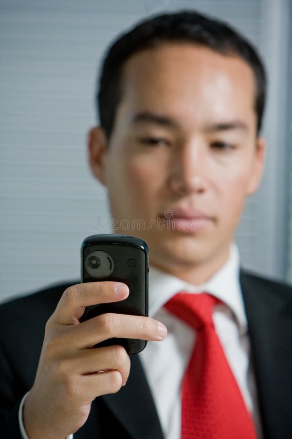 Business Man with Mobile Hand Cell Phone Stock Photo - Image of ...