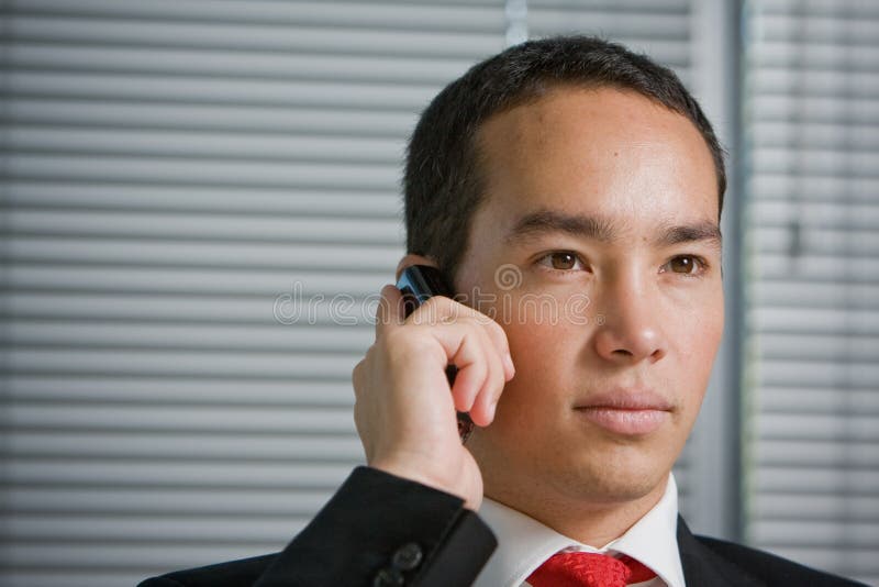 Business Man with Mobile Hand Cell Phone Stock Image - Image of ...
