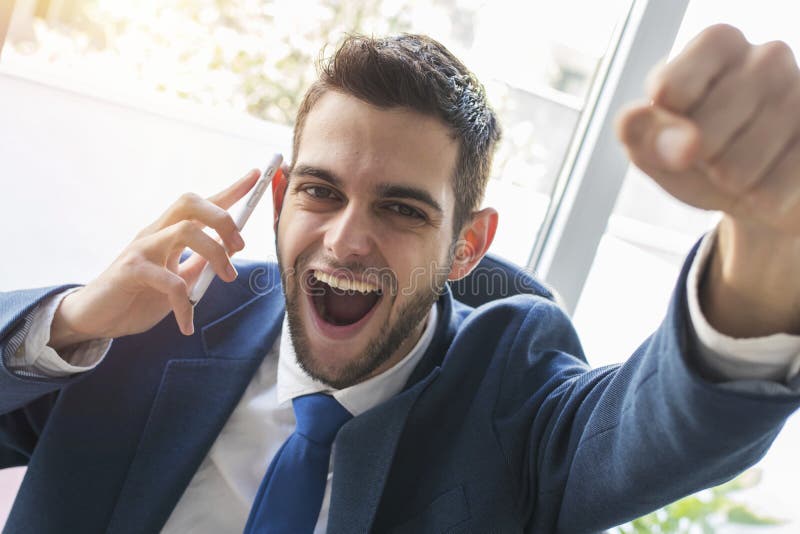 Business man in the office stock image. Image of excited - 157219071