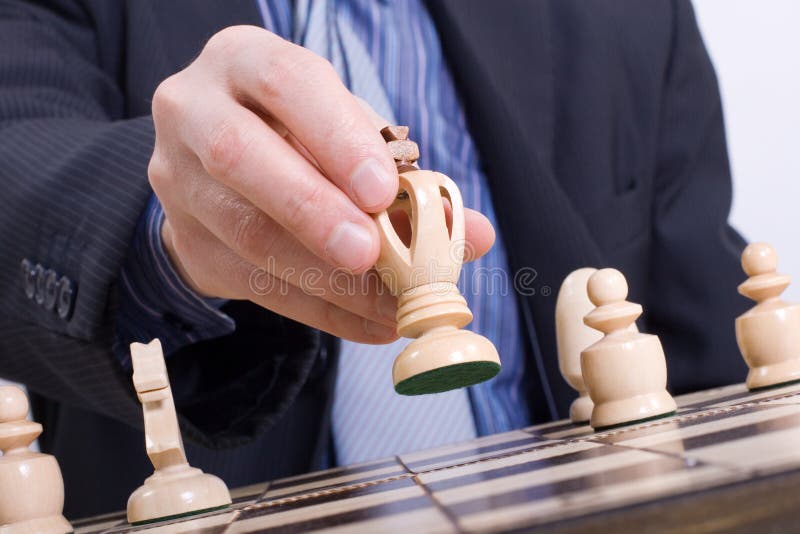 Beautiful Twenty Five Year Old Business Woman With Chess Set Stock