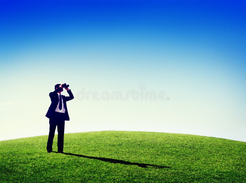 Business Man Observing Nature Telescope Outdoors Concept Stock Image ...