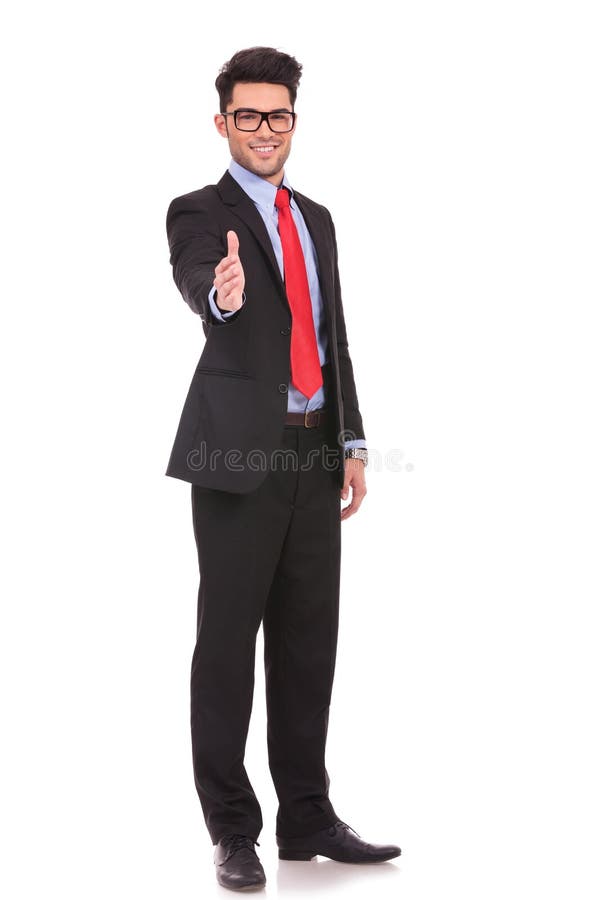 Business Man Offers a Handshake and Smiles Stock Image - Image of ...