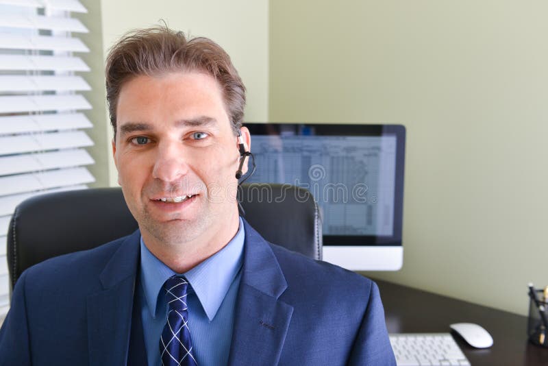 Business Man Office or Working from Home or Customer Service ...