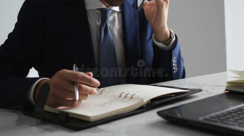 Business Man in the Office Works and Analyzes Financial Data Stock ...