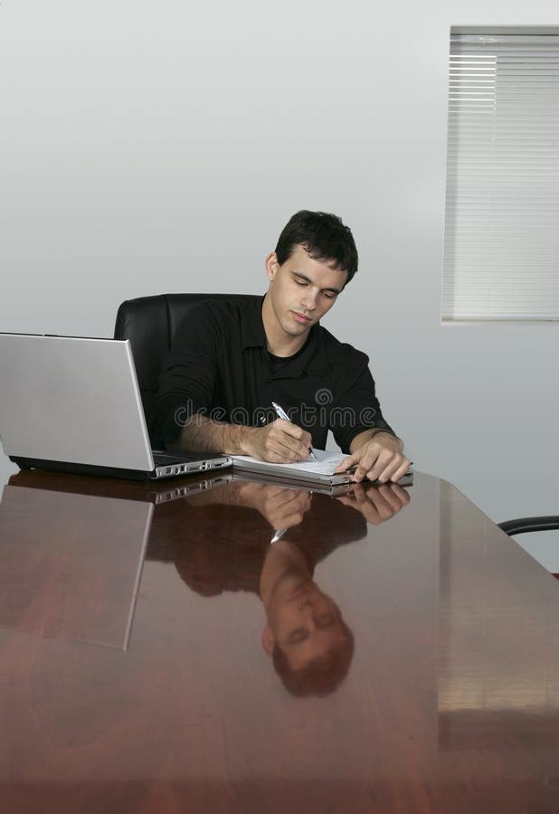Business Man in Office Writing Stock Image - Image of successful ...