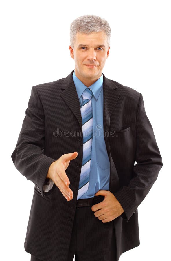 Business Man with an Open Hand Stock Photo - Image of isolated, career ...