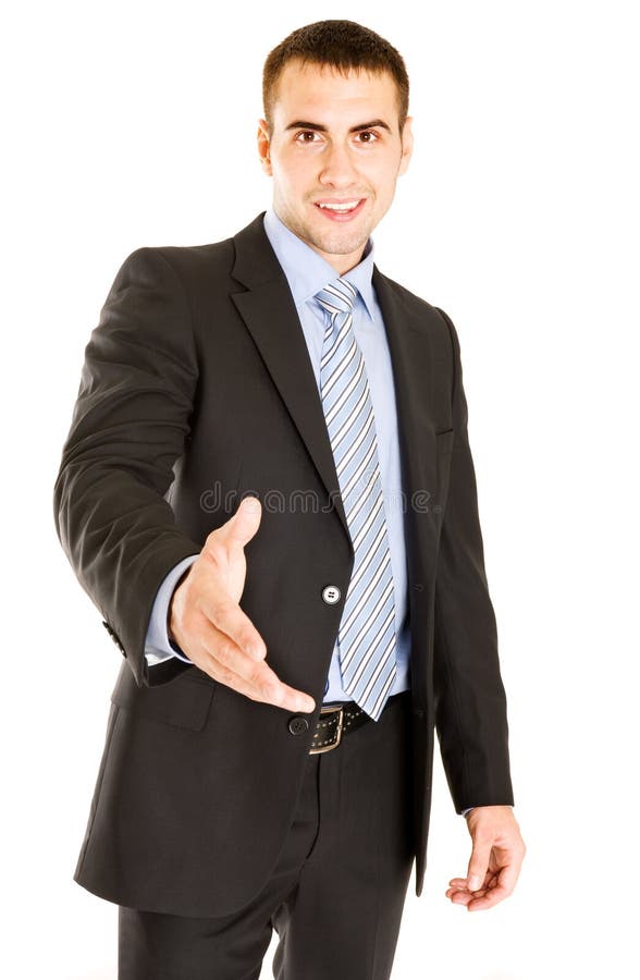 Business Man with an Open Hand Ready for a Handsha Stock Photo - Image ...