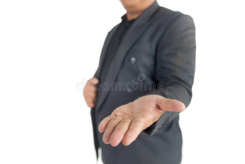 Business Man with Open Hands on White Stock Photo - Image of help ...
