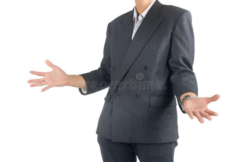 Business Man with Open Hands on White Stock Photo - Image of help ...