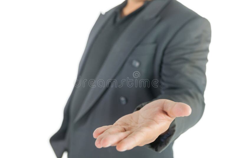 Business Man with Open Hands on White Stock Photo - Image of help ...