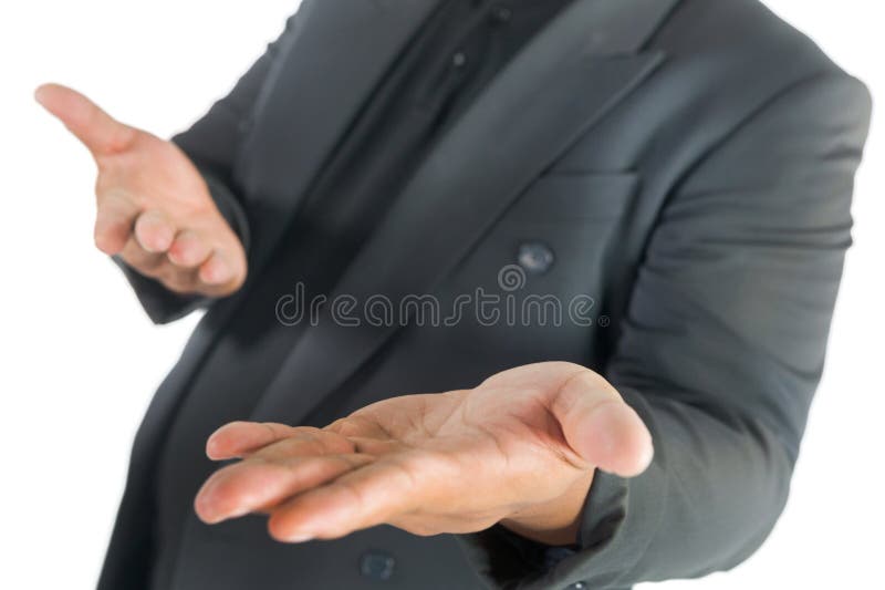 Business Man with Open Hands on White Stock Image - Image of ...
