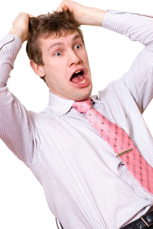 Business man in panic stock image. Image of casual, anxious - 1932965