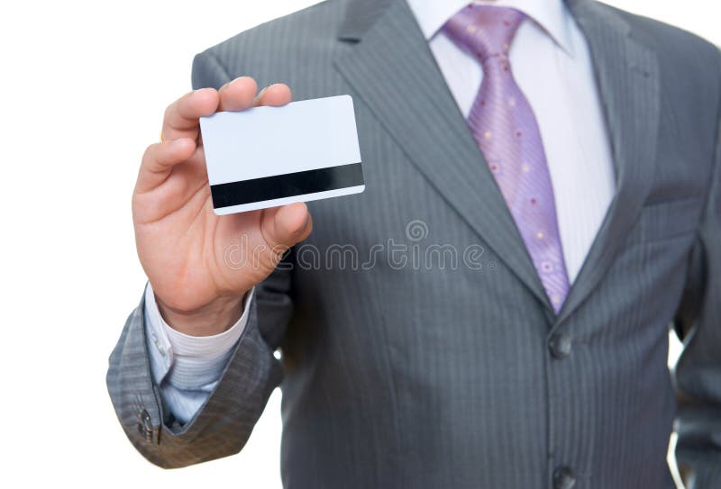 Business Man with Pastic Card in Hand Stock Photo - Image of economic ...