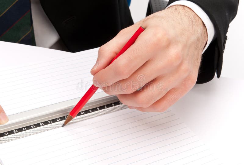 Business Man with Pencil and Ruler Stock Image - Image of banking ...
