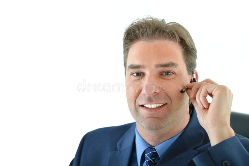 Business Man on Phone or Customer Service Representative Stock Photo ...