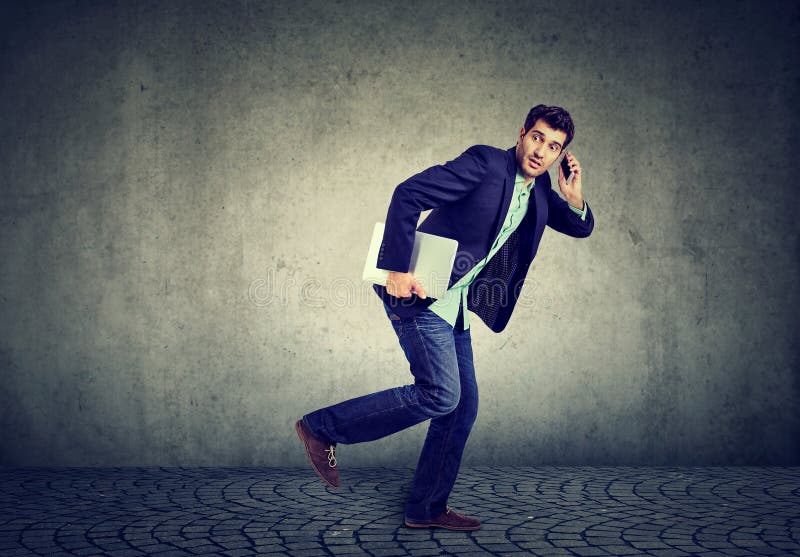 Fast Internet Concept. Two Levitating Business Men on Road Using Stock ...