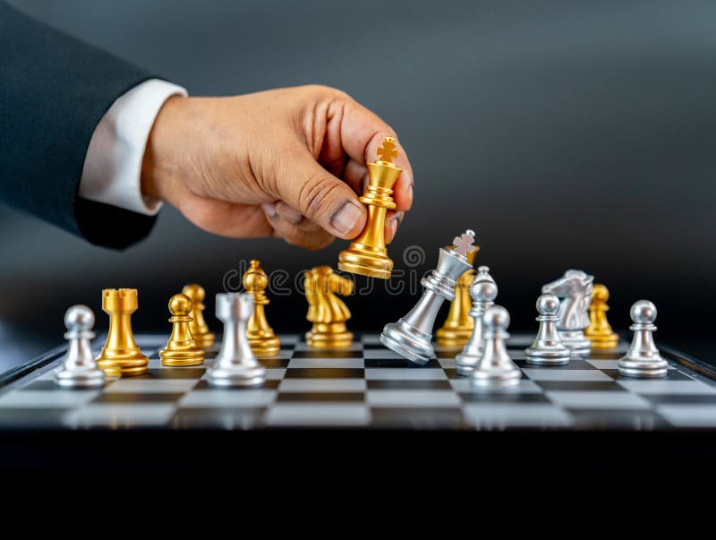 Business Man Planning the Business Playing Same As Chess Game for ...