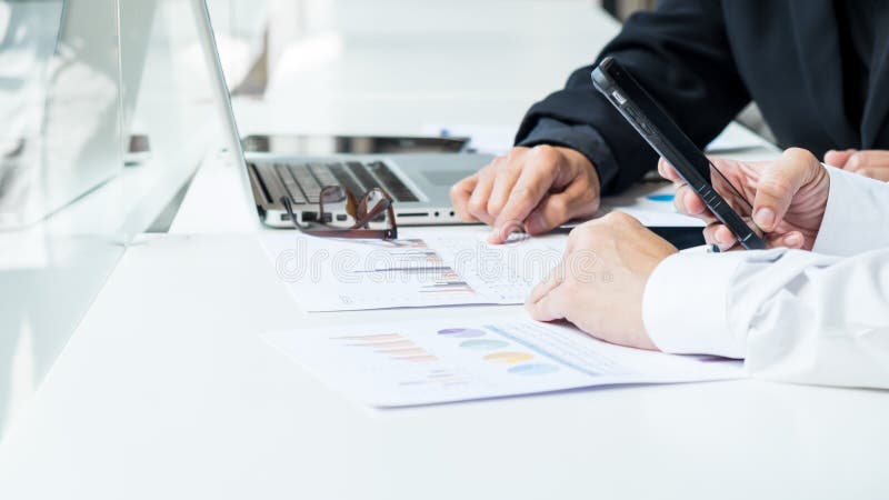Business Man Planning Their Work Using Laptop and Cell Phone Stock ...