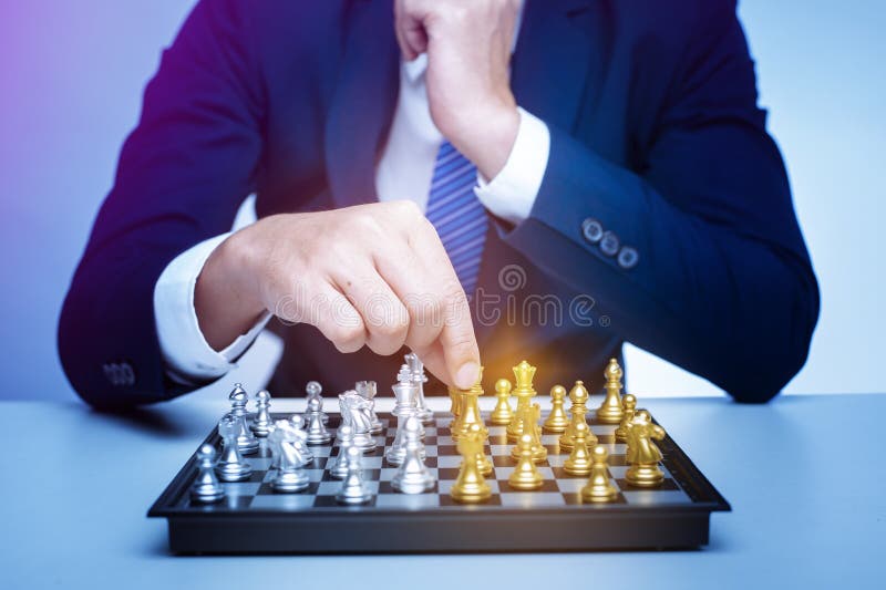 Business Man is Playing Chess, Business Management Strategy Concept ...