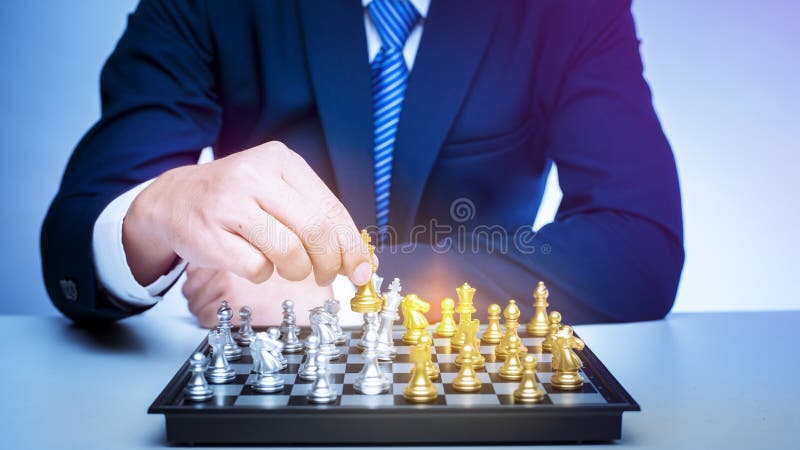 Business Man is Playing Chess, Business Management Strategy Concept ...