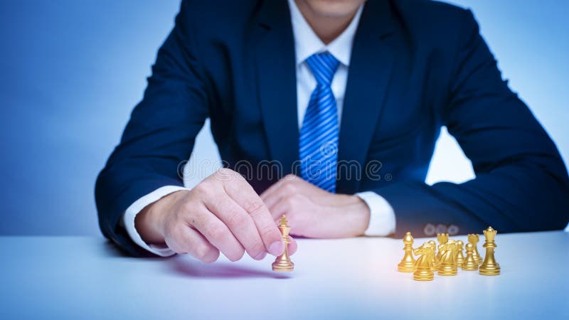 Business Man is Playing Chess, Business Management Strategy Concept ...