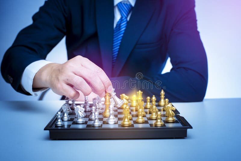 Business Man is Playing Chess, Business Management Strategy Concept ...
