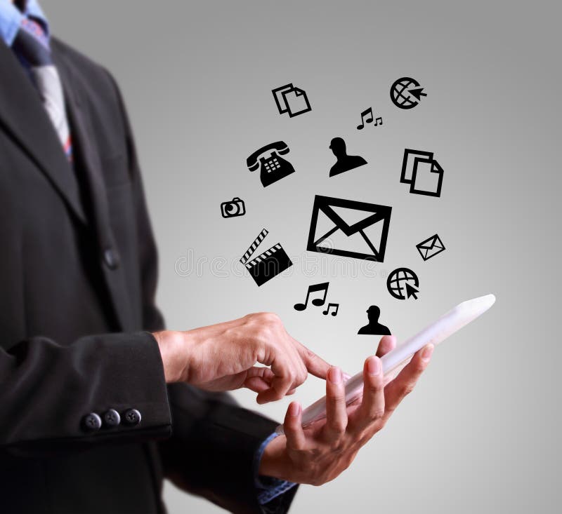 Business Man Playing Modern Mobile Phone Stock Photo - Image of ...