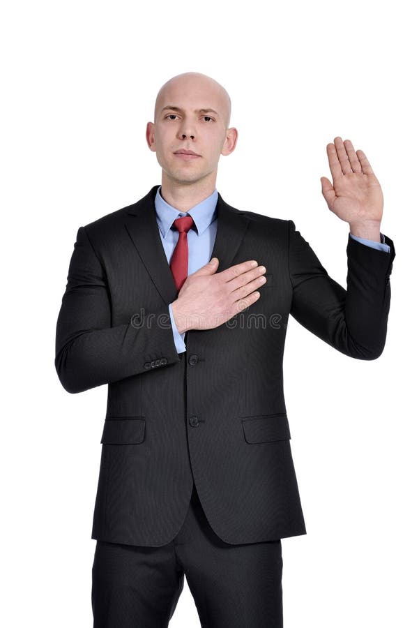 Business man pledging stock image. Image of front, honour - 37930973