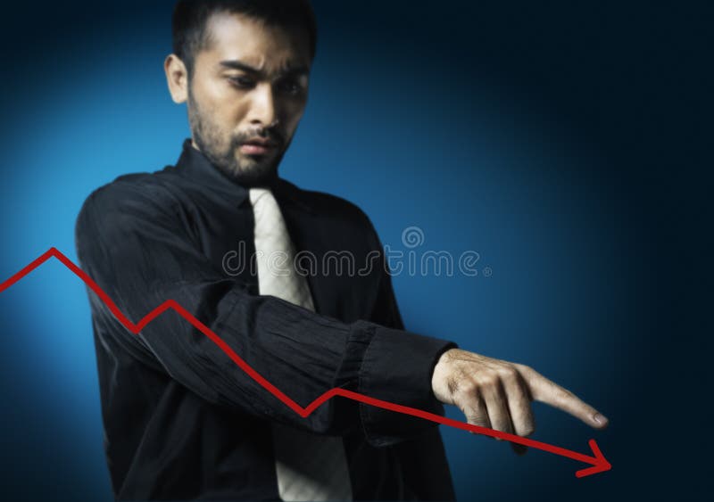 Business Man Point To Falling Graph Stock Image - Image of finger ...