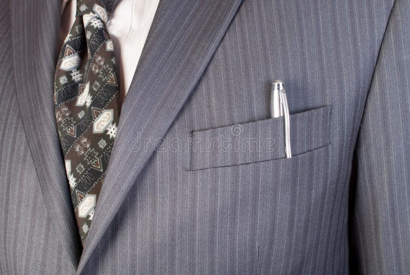 Business Man Point To Pen in the Pocket Stock Image - Image of looking ...