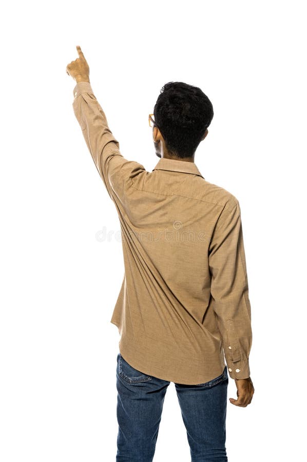Back View of Man in Jacket Pointing. Stock Image - Image of person ...