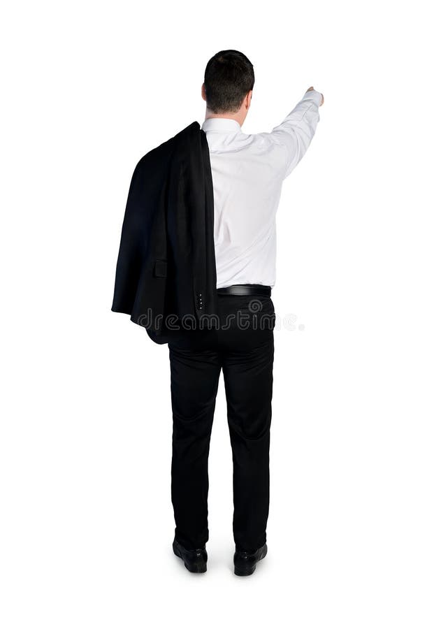 Business man pointing back stock photo. Image of cutout - 49404126