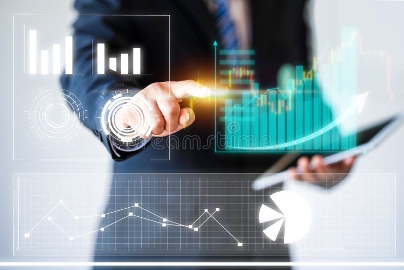 Business Man Pointing Business Chart Stock Photo - Image of marketing ...