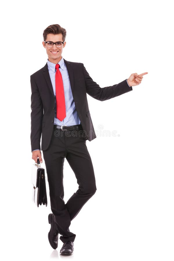Business Man Pointing Finger To His Left Side Stock Image - Image of ...