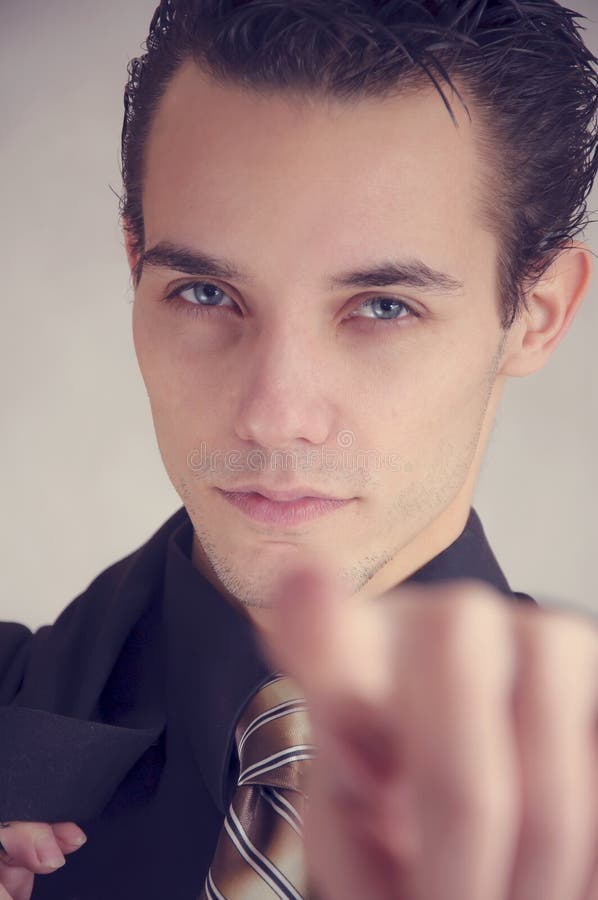 Business Man Pointing Finger Stock Image - Image of office, front: 51123809