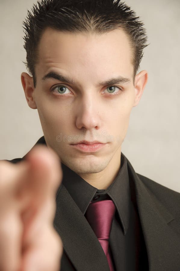 Business Man Pointing Finger Stock Photo - Image of expression ...