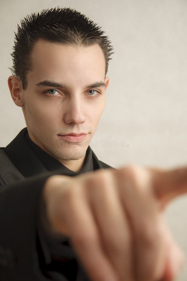 Business Man Pointing Finger Stock Photo - Image of latinamerican ...