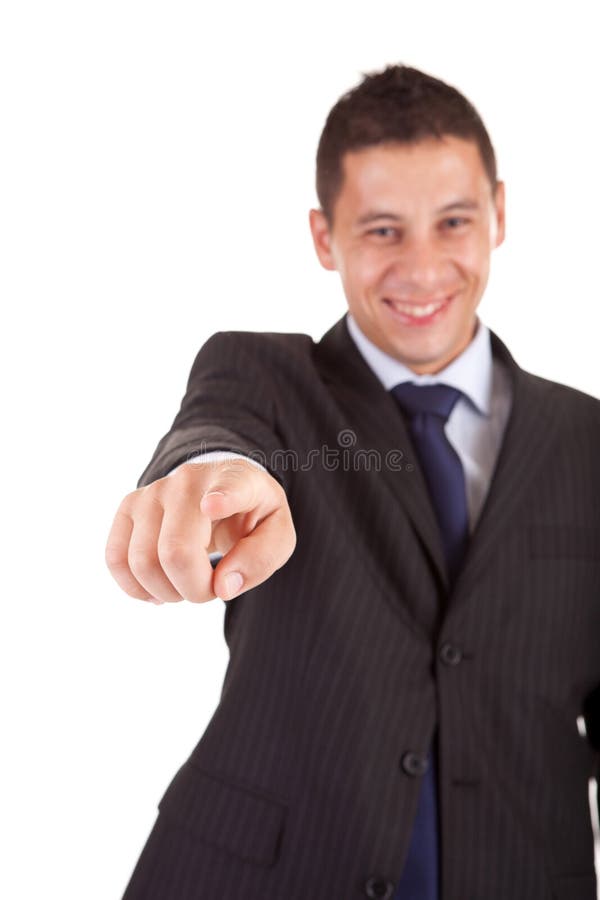 Man Smiling and Pointing Forward Stock Image - Image of chin, finger ... Man Smiling and Pointing Forward Stock Image - Image of chin, finger ...