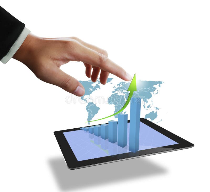 Business Man Pointing at Growth Graph Stock Image - Image of hand ...