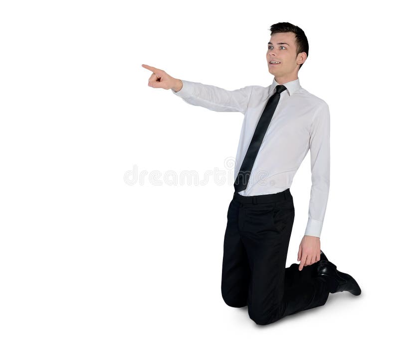 Man pointing to the side stock photo. Image of advertising - 32215258